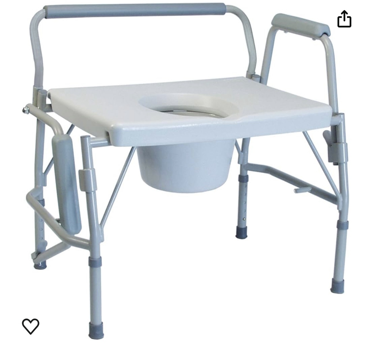 Lumex 3-in-1 Bariatric Bedside Commode Chair, Raised Toilet Seat ...